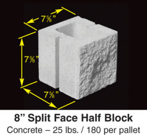 8″ Split Face Half Block